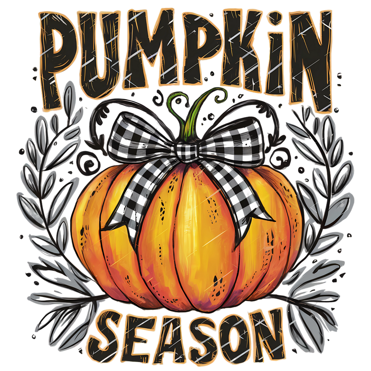Pumpkin Season with a Black and White Plaid Bow | Binghambliss