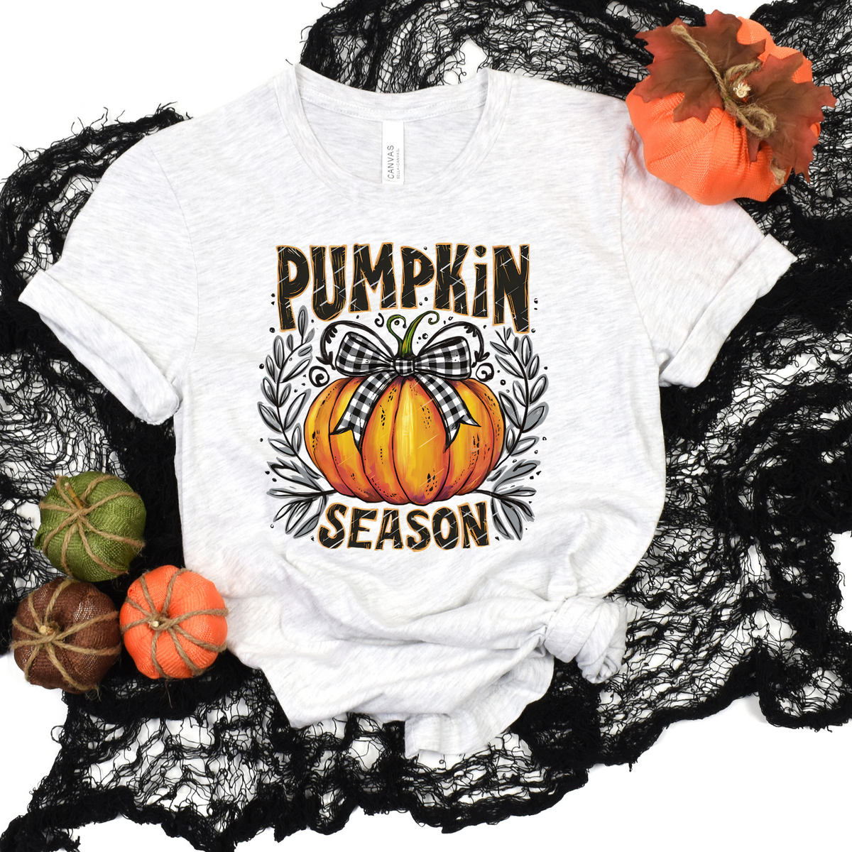 Pumpkin Season with a Black and White Plaid Bow | Binghambliss